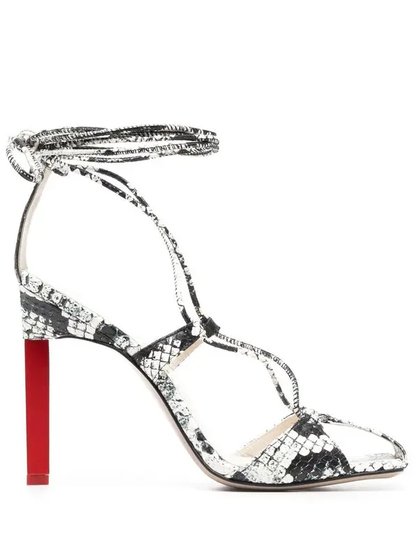 Attico Adele 105mm Snakeskin-print Sandals - Black