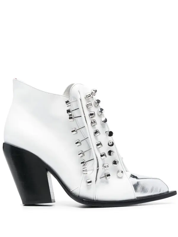 HARDOT Studded Cowboy Boots - White