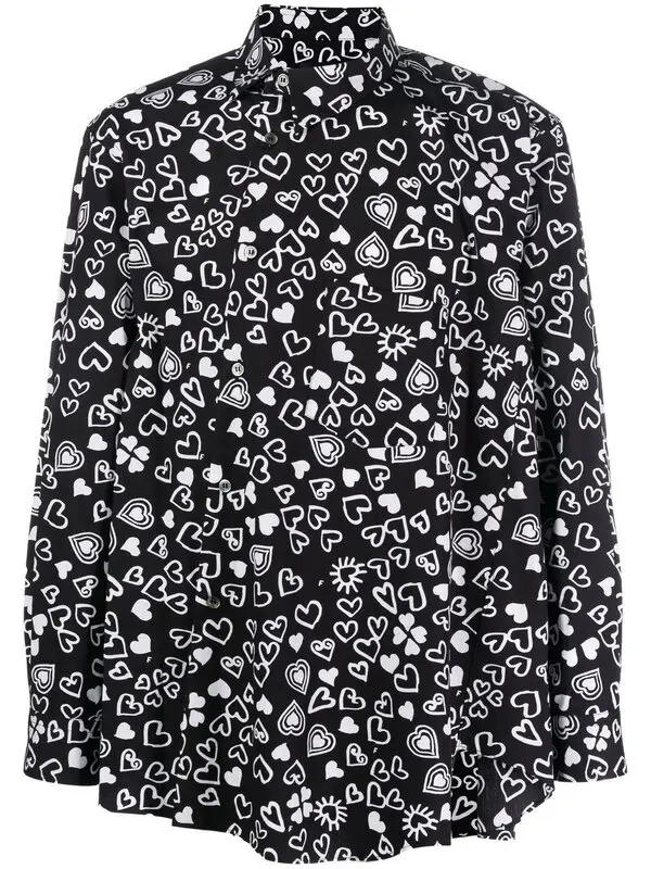 BLACK COMME DES GARÇONS Heart-print Long-sleeve Shirt