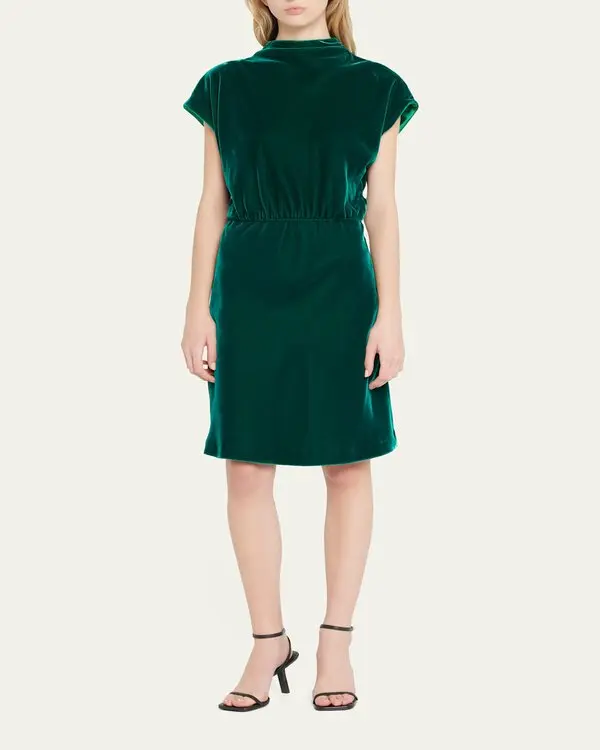 Giorgio Armani Velvet Cowl-neck Dress - Solid Medium Green