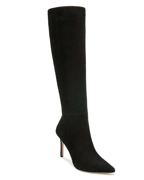 Veronica Beard Lisa Wide Calf High Heel Boots - Black Suede