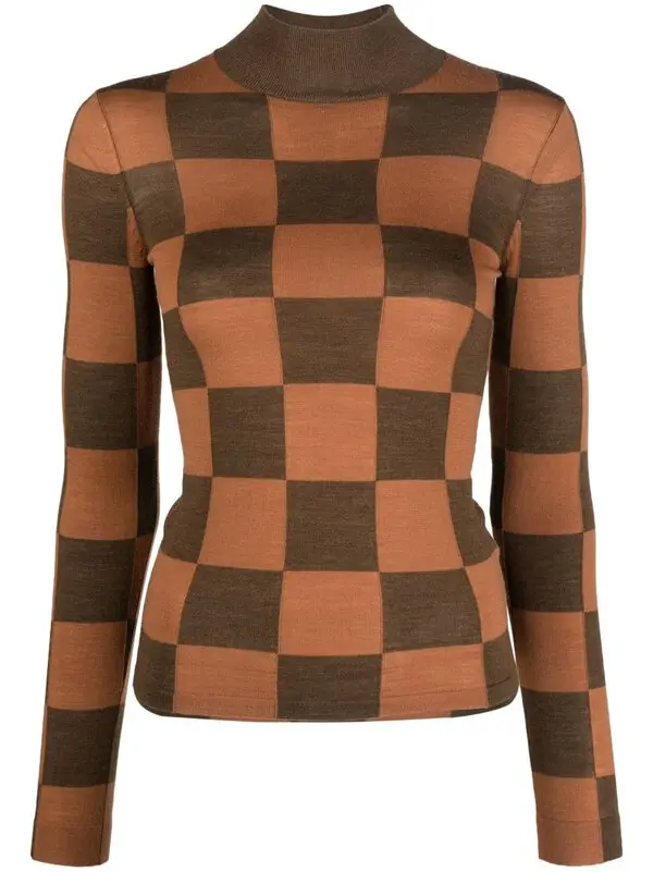 Nanushka Checkerboard Knitted Top