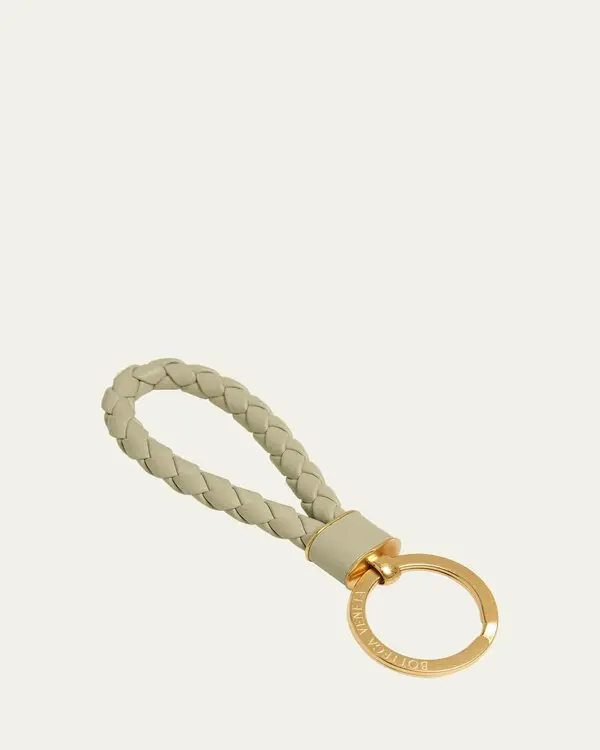 Bottega Veneta Intreccio Napa Lambskin Keychain - Travertine