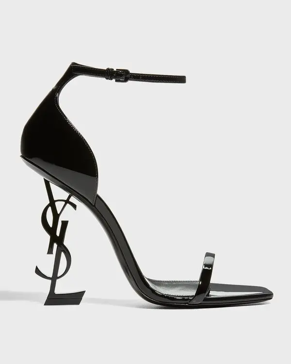Saint Laurent 110mm Opyum Patent Leather Sandals - Black