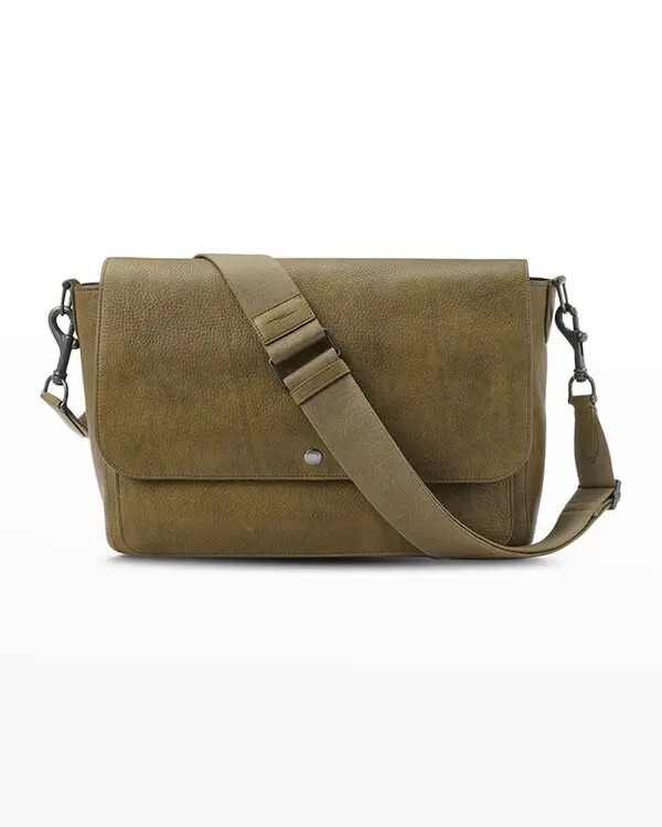 Shinola Canfield Relaxed Leather Messenger Bag Olive Editorialist