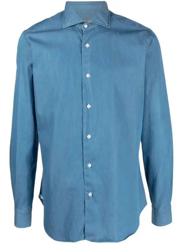 BARBA NAPOLI Spread-collar Denim Shirt