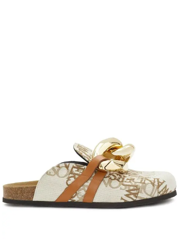 JW Anderson Chain Logo Grid Mules - Neutrals