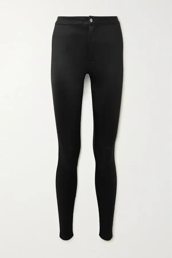 Skims Disco Satin-Jersey Skinny Pants In Black 60% Off
