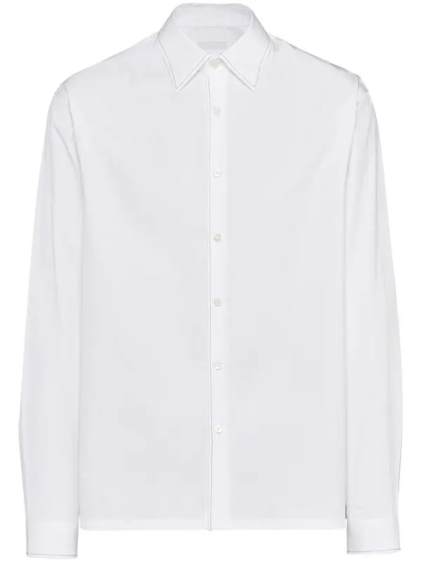 Prada Triangle-logo Cotton Shirt - White