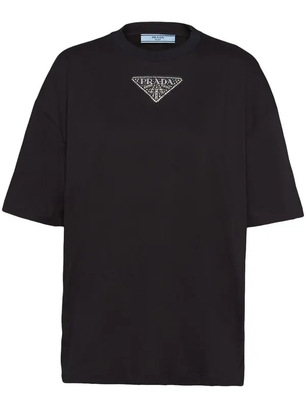 【美品】　PRADA エンブレム Tシャツ Prada Logo-Embroidered Jersey T-Shirt - Black | Editorialist