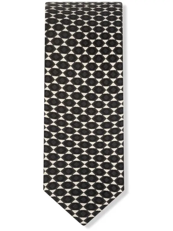 Dolce & Gabbana Geometric-print Neck Tie - Black