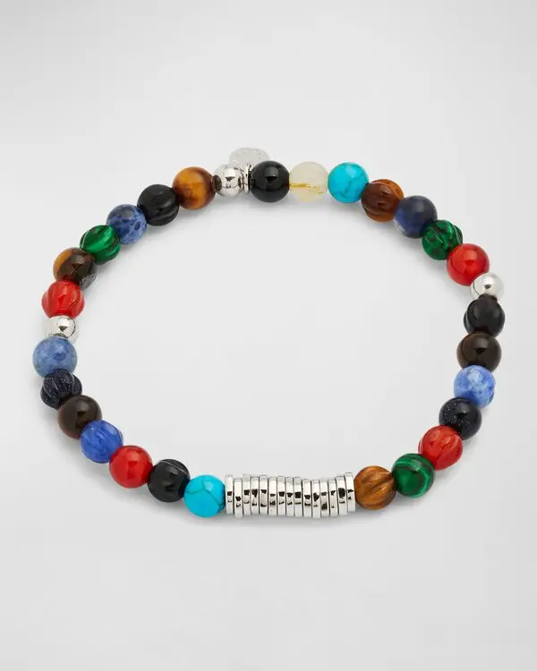 Tateossian Sterling Silver Disc Beaded Bracelet - Multi Color