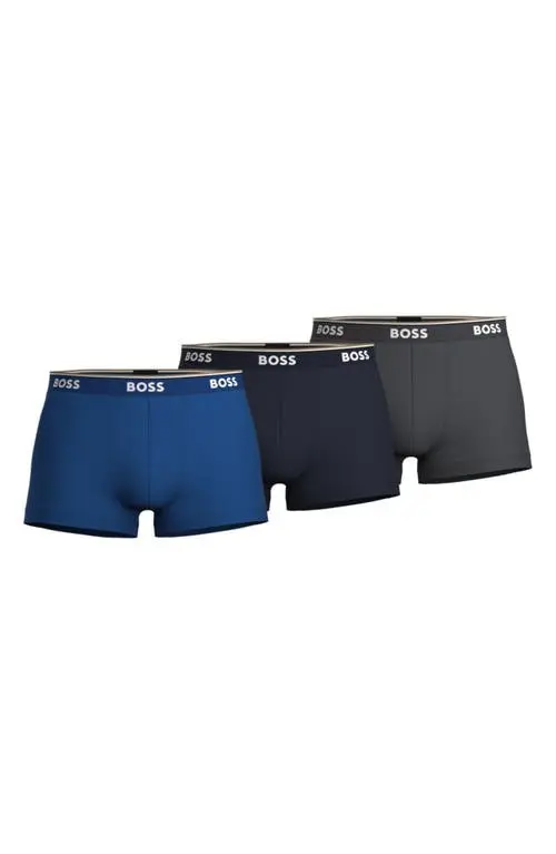 Hugo Boss 3-pack Power Stretch Cotton Trunks - Open Blue