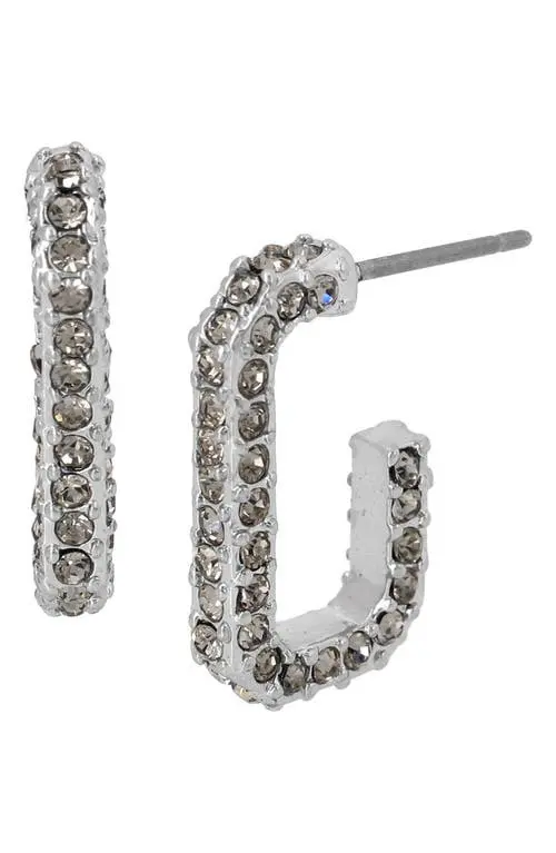 All Saints Crystal Huggie Hoop Earrings - Black Diamond/silver