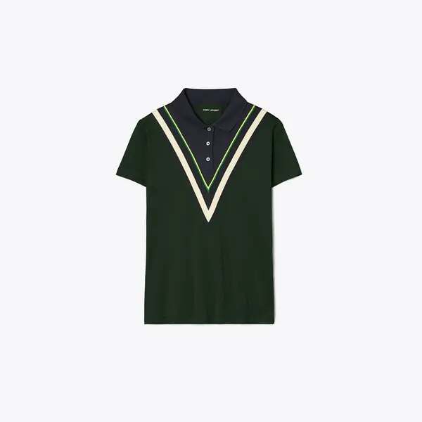 Tory Burch Tech Piqué Chevron Polo