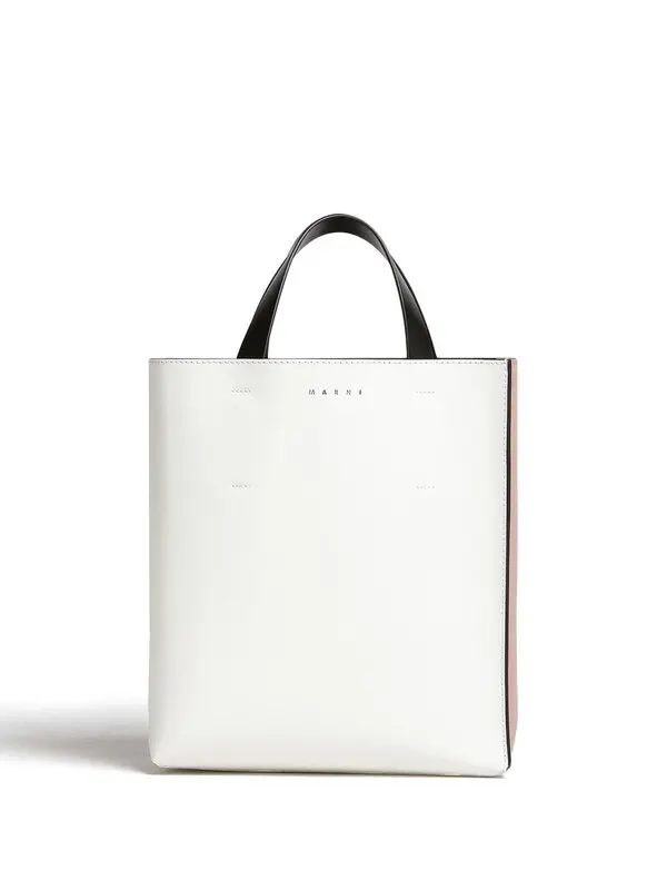 Marni Museo Drawstring Leather Tote - White