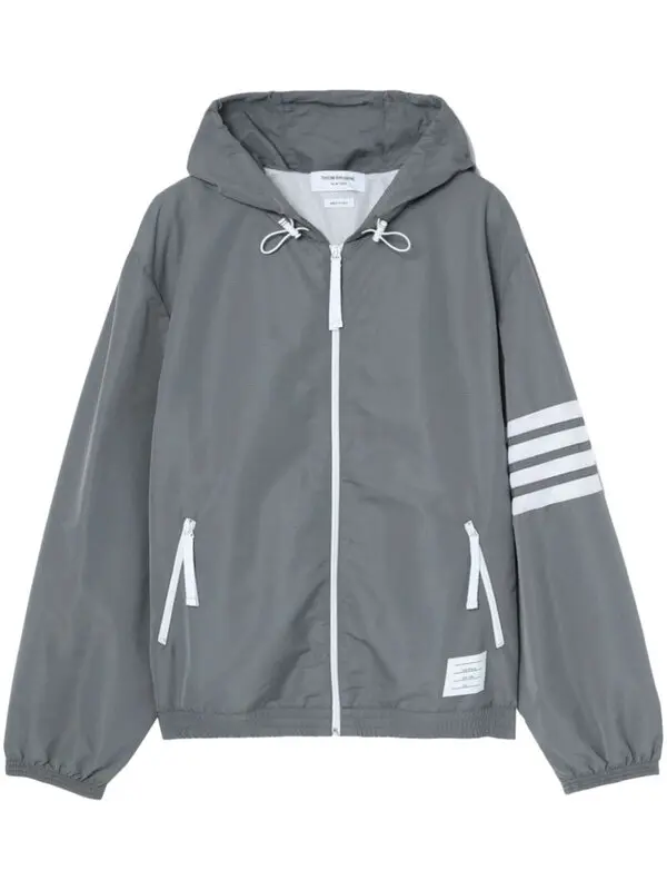 Thom Browne 4-bar Stripe Hooded Jacket - Grey