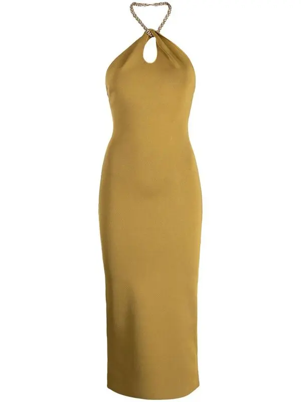 Galvan Cleopatra Halterneck Dress - Yellow