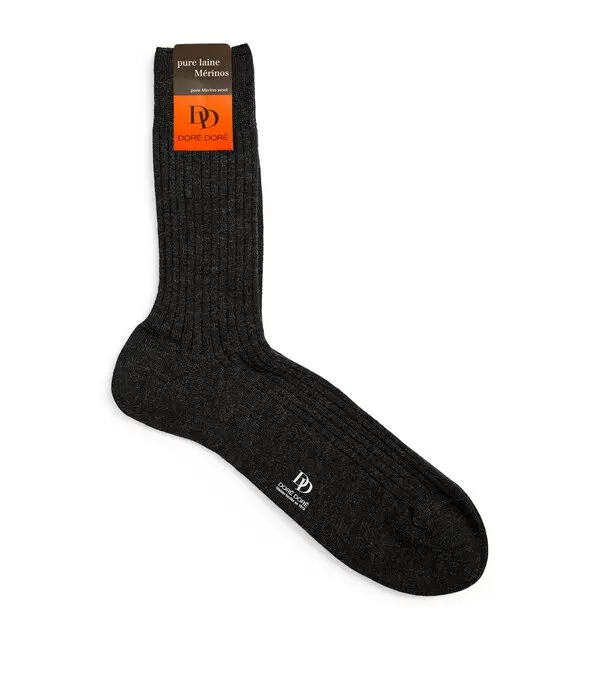 DORE DORE Wool Rib-knit Socks - Grey