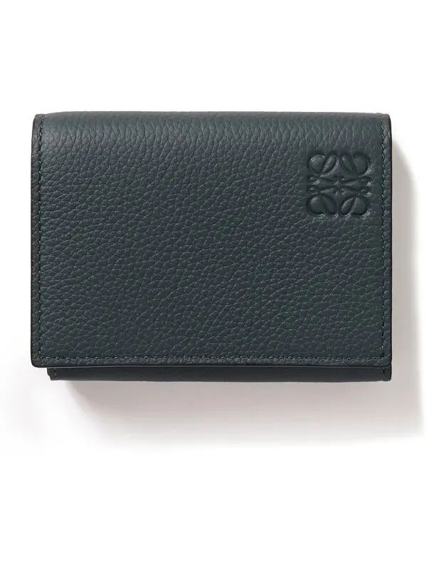 Loewe Logo-debossed Full-grain Leather Trifold Wallet - Blue | Editorialist