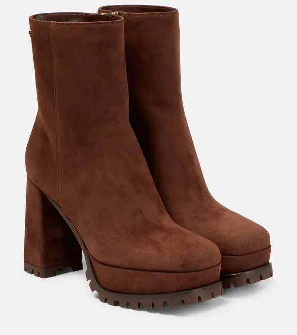 GIANVITO ROSSI Harlem Suede Platform Ankle Boots