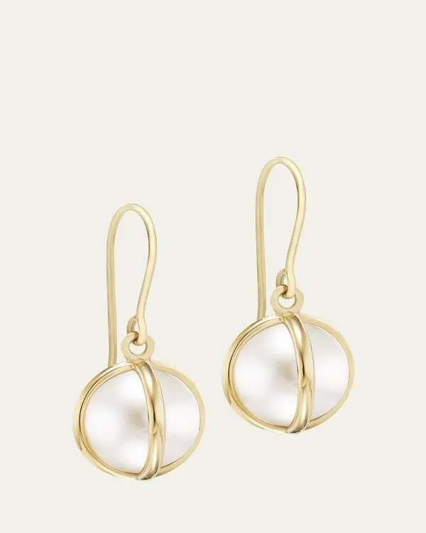 L. KLEIN Celeste 18k Gold Drop Earrings - Pearl