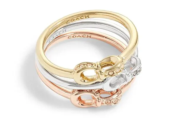 Coach Signature Pave Ring Set - Gray | Editorialist