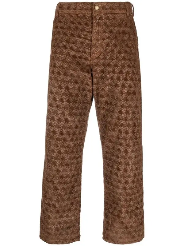 ERL Graphic-print Corduroy Trousers - Brown