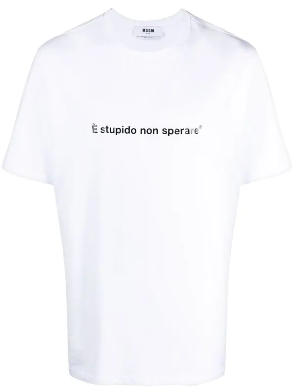 MSGM Slogan-print Cotton T-shirt