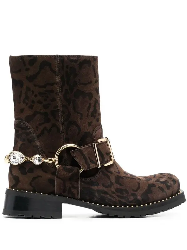 SOPHIA WEBSTER 35mm Blake Leopard-print Biker Boots