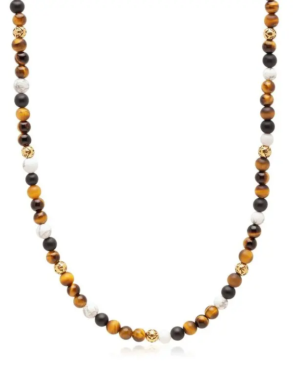 NIALAYA JEWELRY Beaded Gemstone Necklace - Brown
