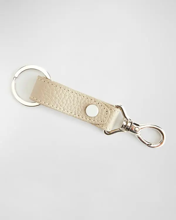 ROYCE NEW YORK Monogrammed Leather Valet Key Chain - Taupe