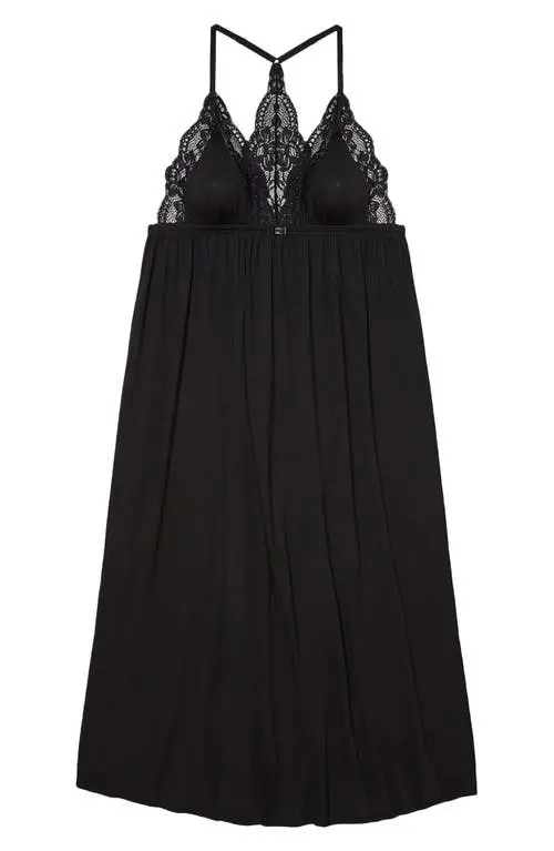 JOURNELLE Emma Long Lace Chemise - Noir