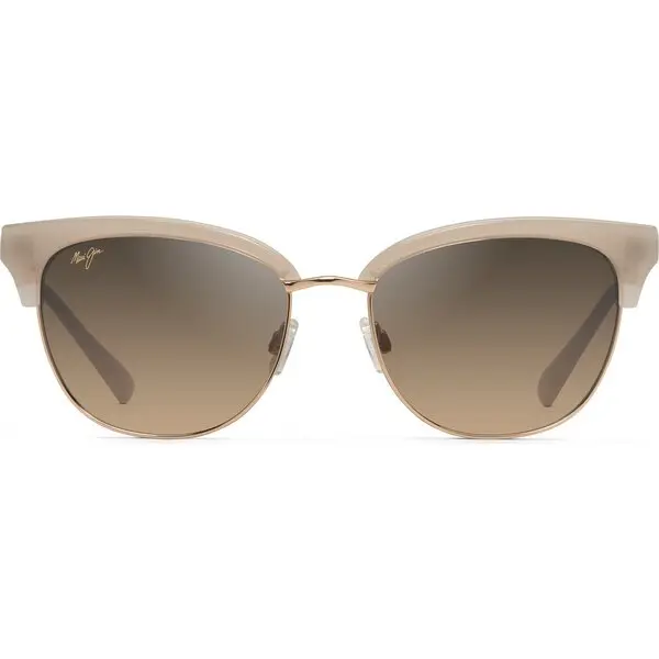 Maui Jim Lokelani 55mm Polarized Cat Eye Sunglasses - Milky Almond With Gold