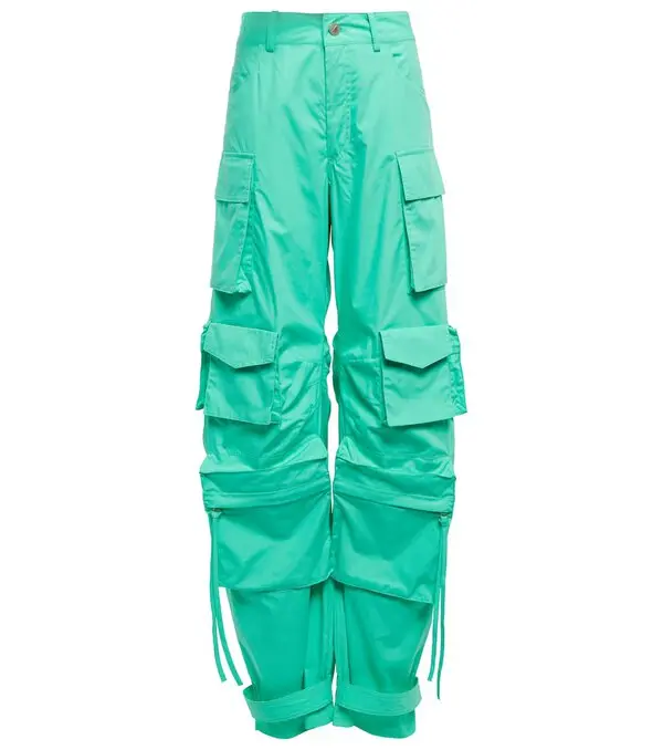 Attico Fern Cotton Canvas Cargo Pants - Green