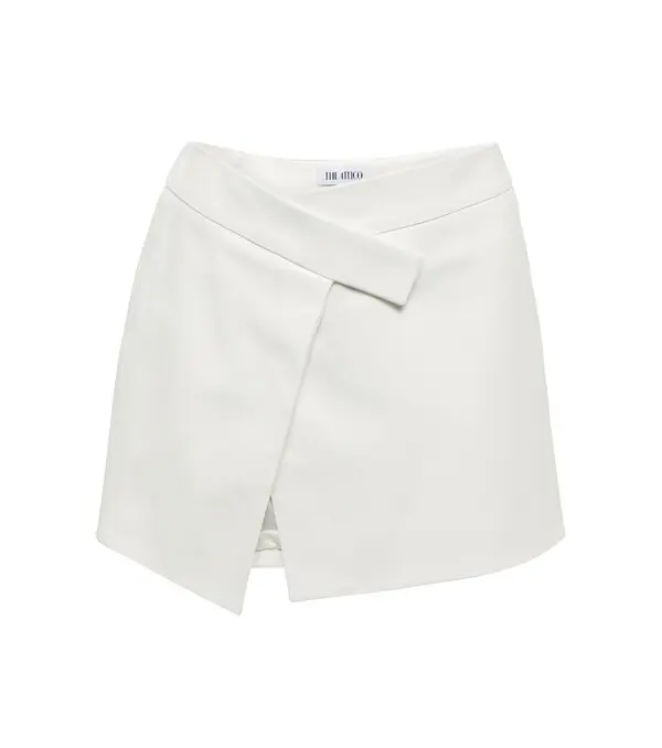 Attico Cloe Leather Wrap Miniskirt - White