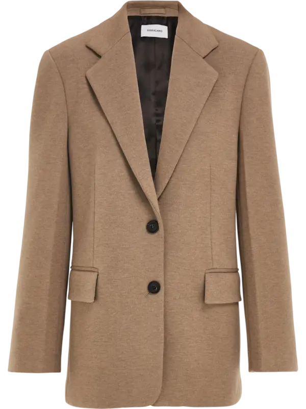 FERRAGAMO Single-breasted Jersey Blazer - Beige