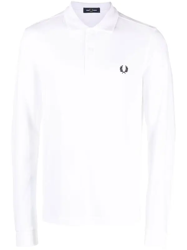 Fred Perry Crest-motif Polo Shirt - White