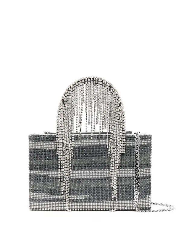 Kara Crystal-embellished Fringe Tote Bag - Silver