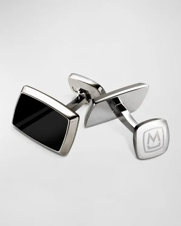M CLIP Black Enamel Rectangle Cufflinks