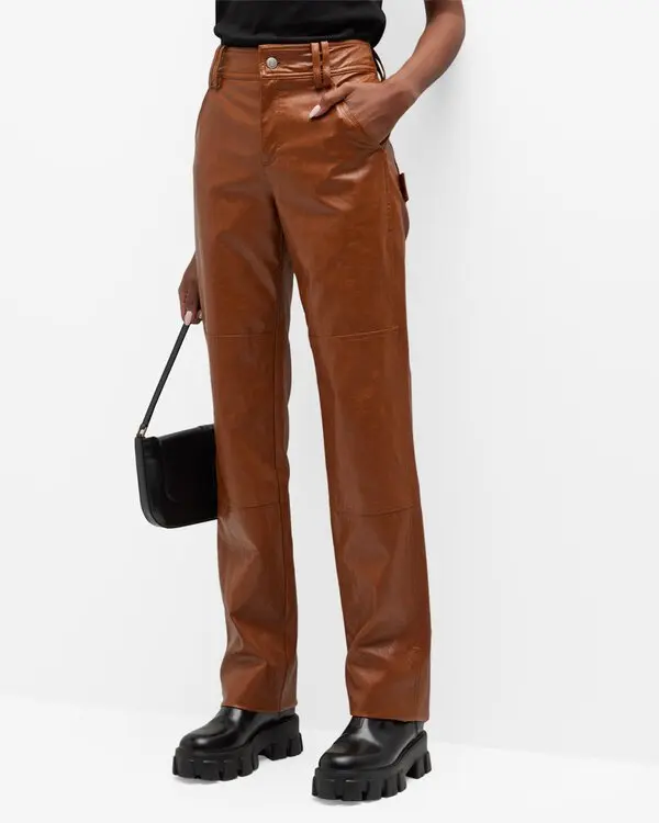 Buy A.L.C. Adan Straightleg Vegan Leather Pants Cognac At 57 Off