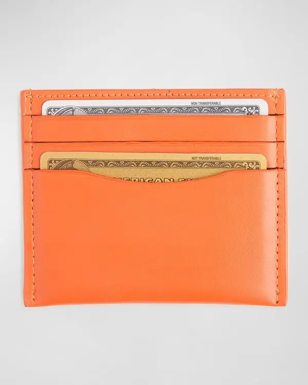 ROYCE NEW YORK Personalized Leather Rfid-blocking Minimalist Card Case - Orange