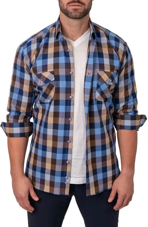 MACEOO Check Embroidered Cotton Flannel Shirt