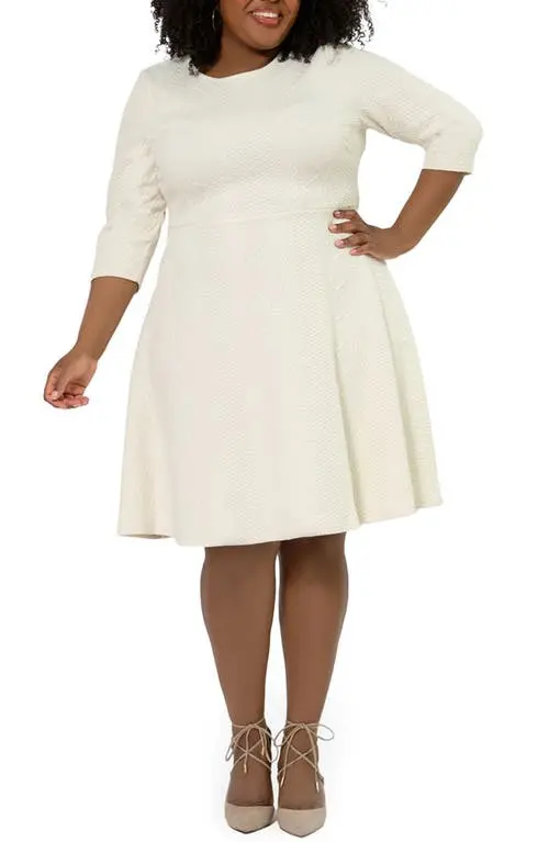 Leota Katherine Jacquard Fit & Flare Dress - Ivory | Editorialist