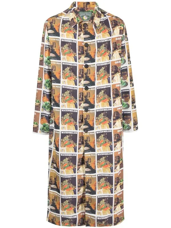 DENIM TEARS Graphic-print Long-length Shirt - Multicolour