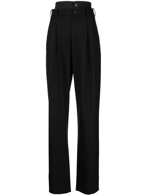 Monse Double-waist Straight-leg Trousers - Black