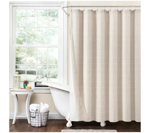 LUSH DECOR Farmhouse Textured Sheer W/lining Shower Curtai N Lush Deco