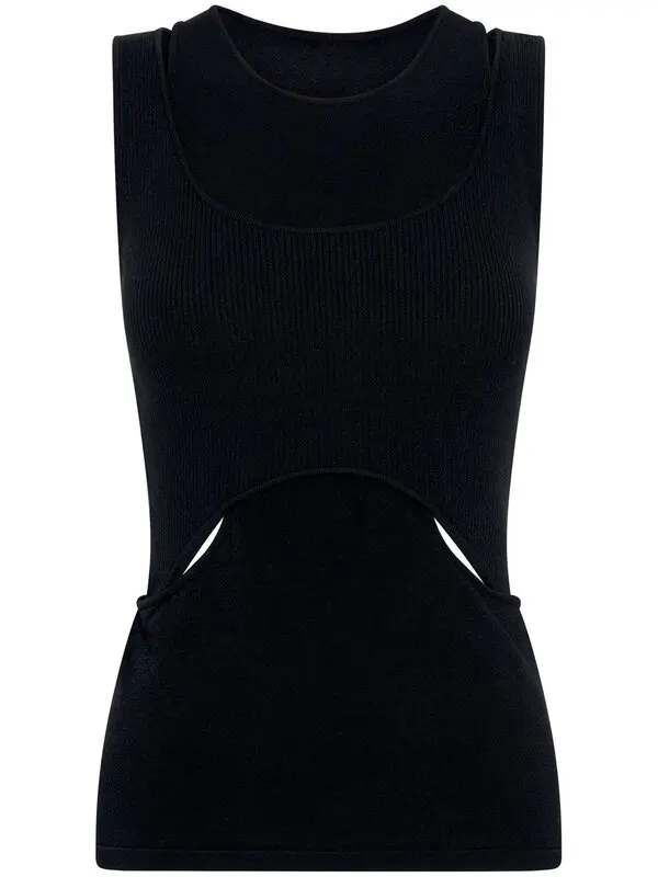 DION LEE Interlink Cut-out Tank Top - Black
