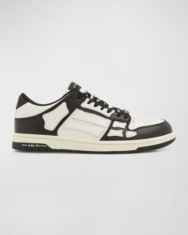 Amiri Skel Bicolor Leather Low-top Sneakers - Black/white