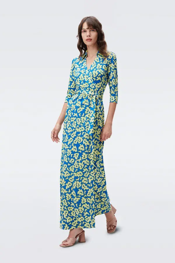 Diane Von Furstenberg Abigail Silk Jersey Maxi Wrap Dress In Blue